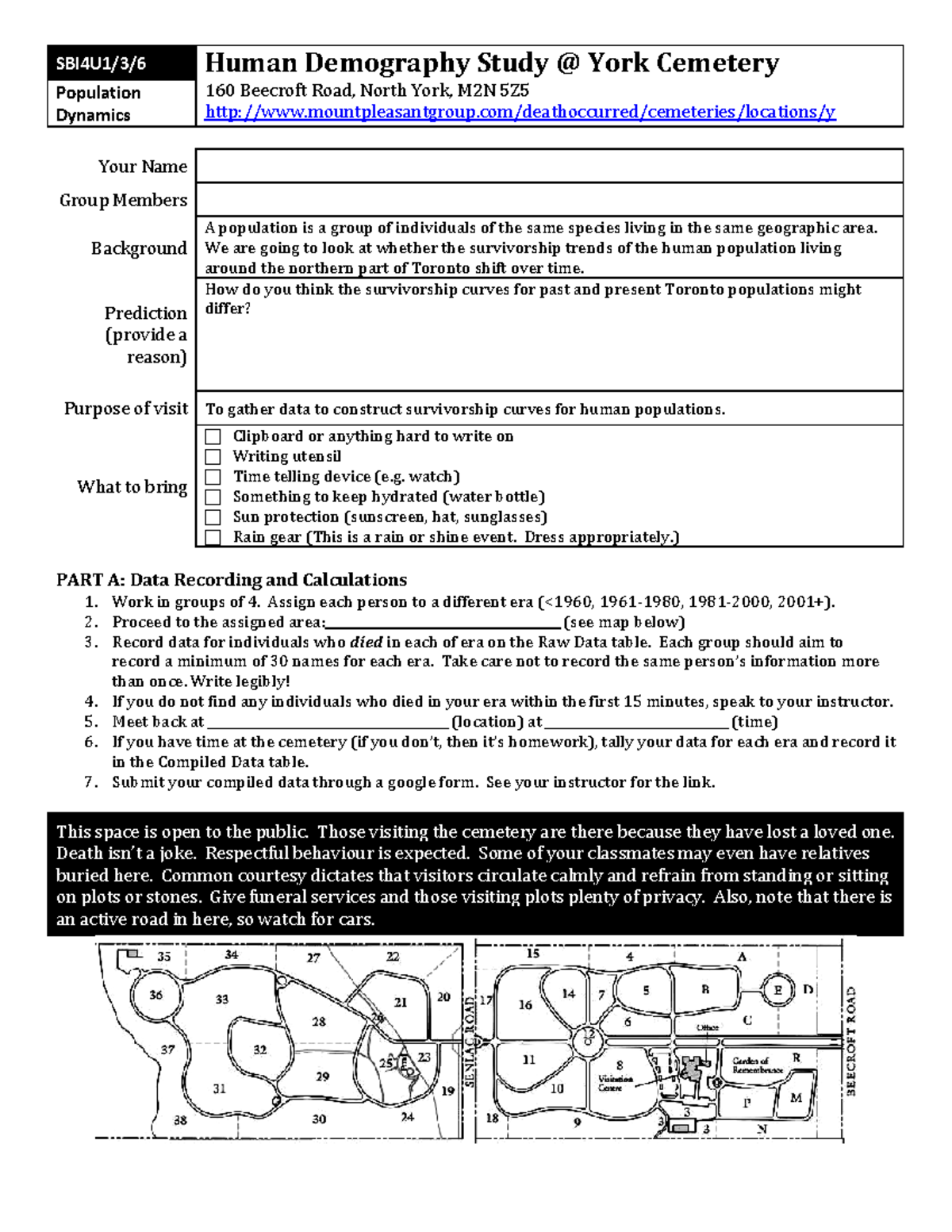 Human Demography Study - Part A - SBI4U1/3/6 Human Demography Study ...