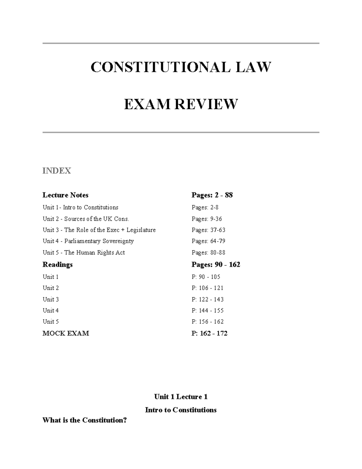 Constitutional Exam Notes - CONSTITUTIONAL LAW EXAM REVIEW INDEX ...