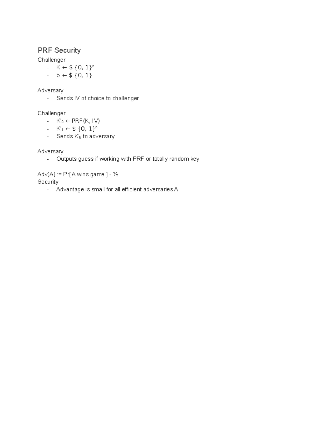 211010 - Lecture 6 - Pseudorandom Functions - PRF Security Challenger ...