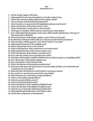 CNS Study Guide PART 1 - Fill in yourself chapter 12 Spinal Cord and ...