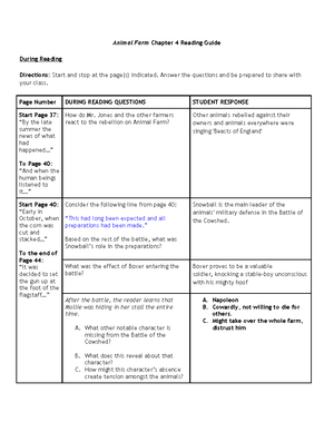 Animal Farm Chapter 5 Reading Guide - Answer the questions and be ...