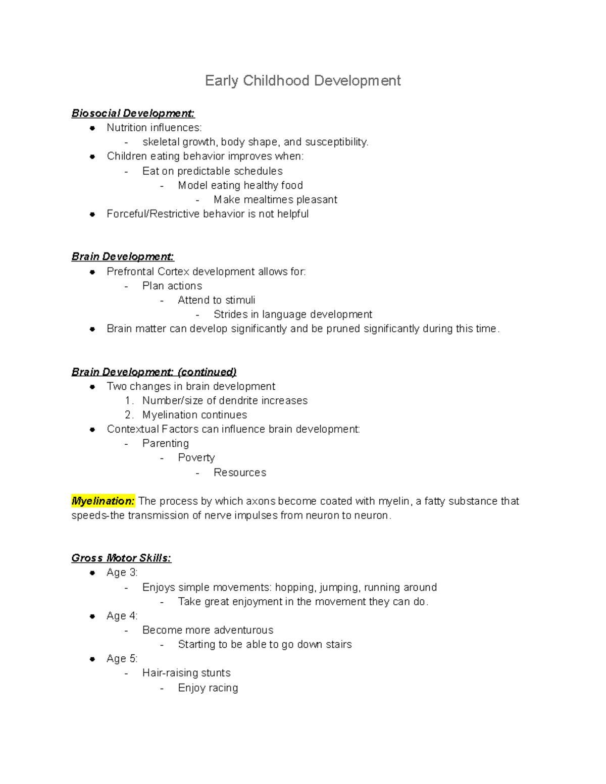 Psych 208 Early Childhood Notes - Early Childhood Development Biosocial ...