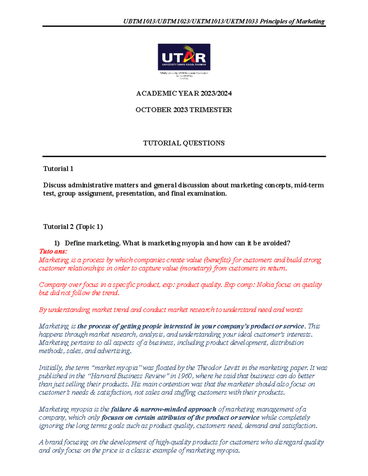 Tutorial Q Oct 2023 - AS REF - UBTM1013/UBTM1023/UKTM1013/UKTM1033 ...