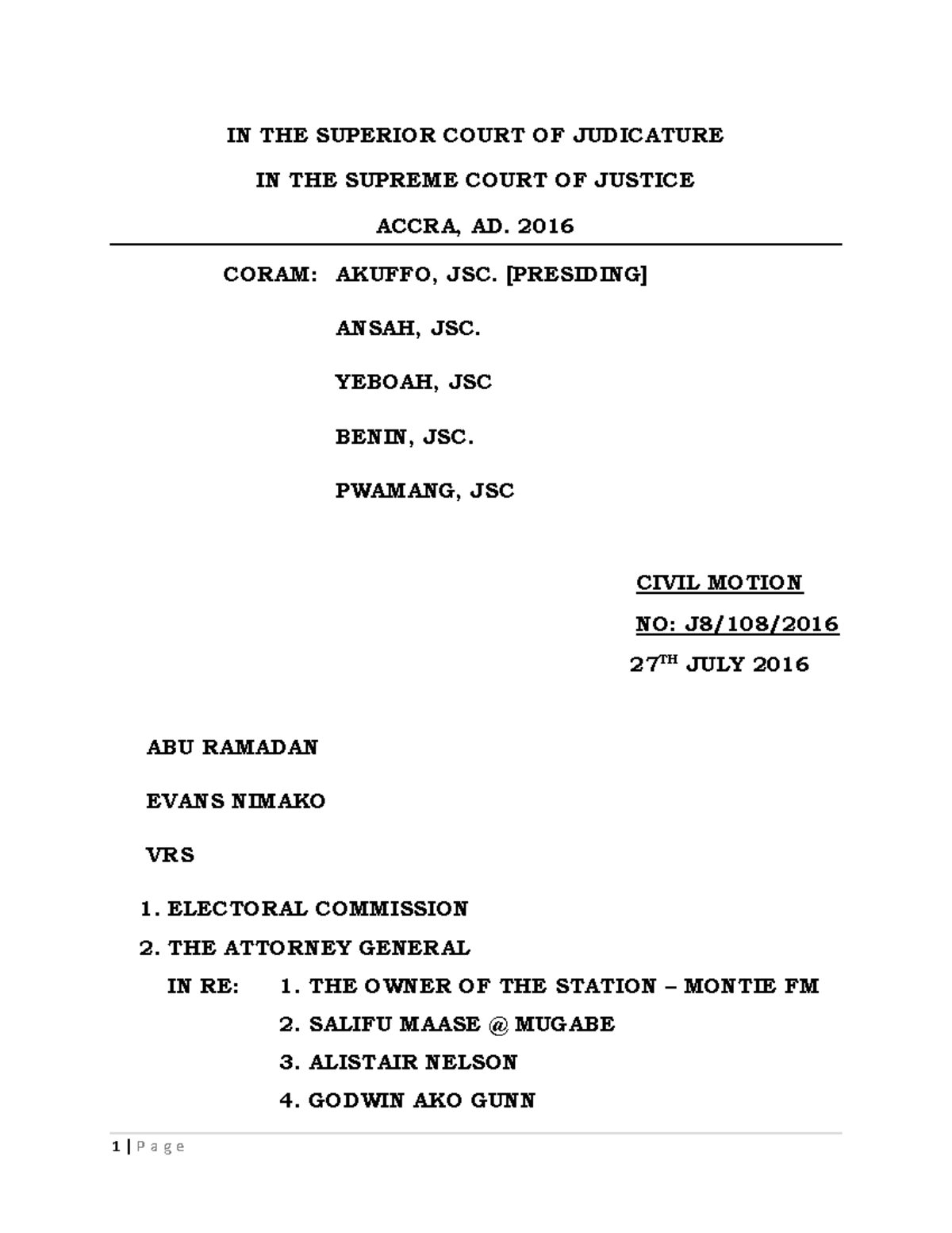 Abu Rahmadan V EC - case law - IN THE SUPERIOR COURT OF JUDICATURE IN ...