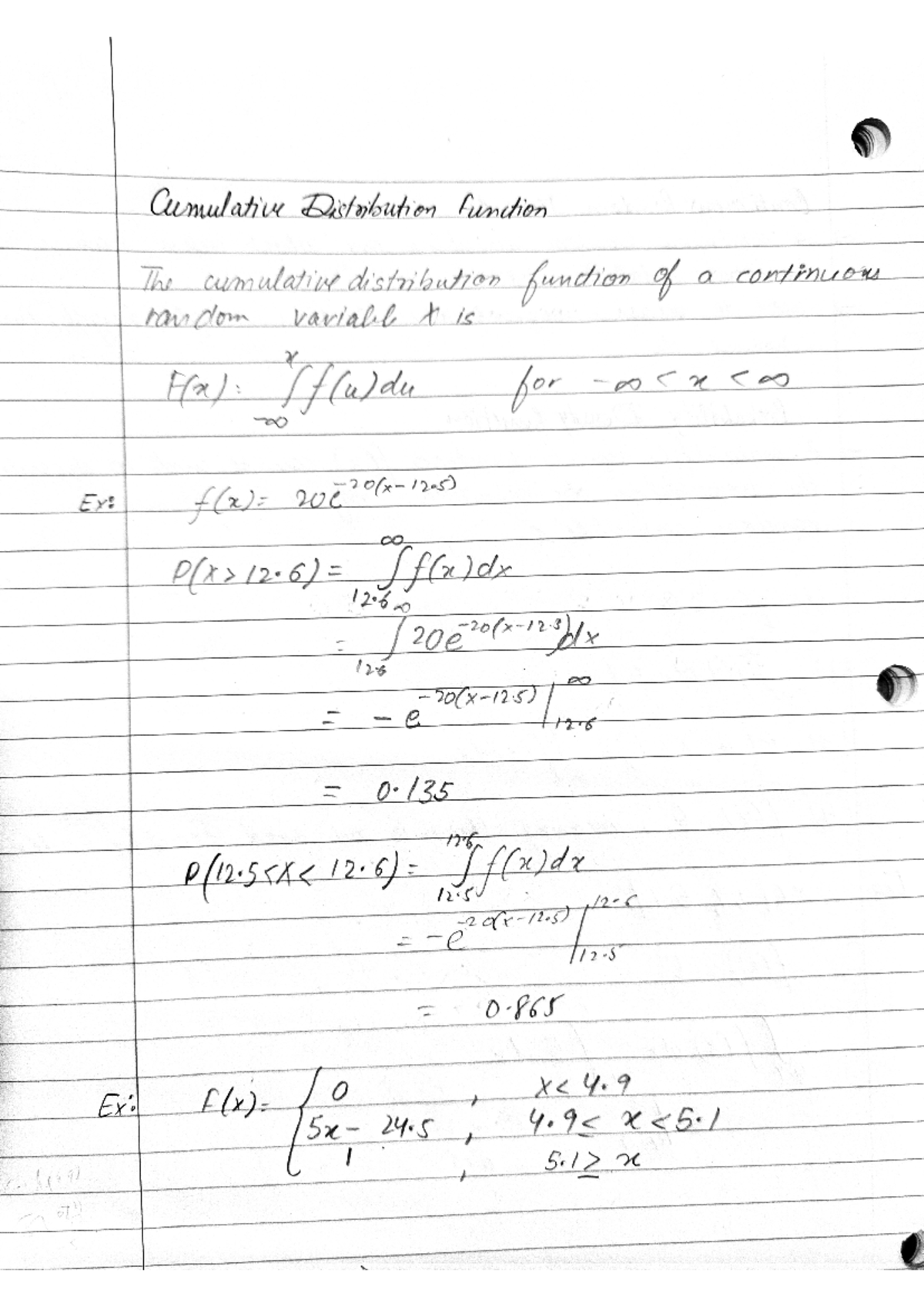 ENGR 371 notes - Cumulative Distribution Function The cumulative ...