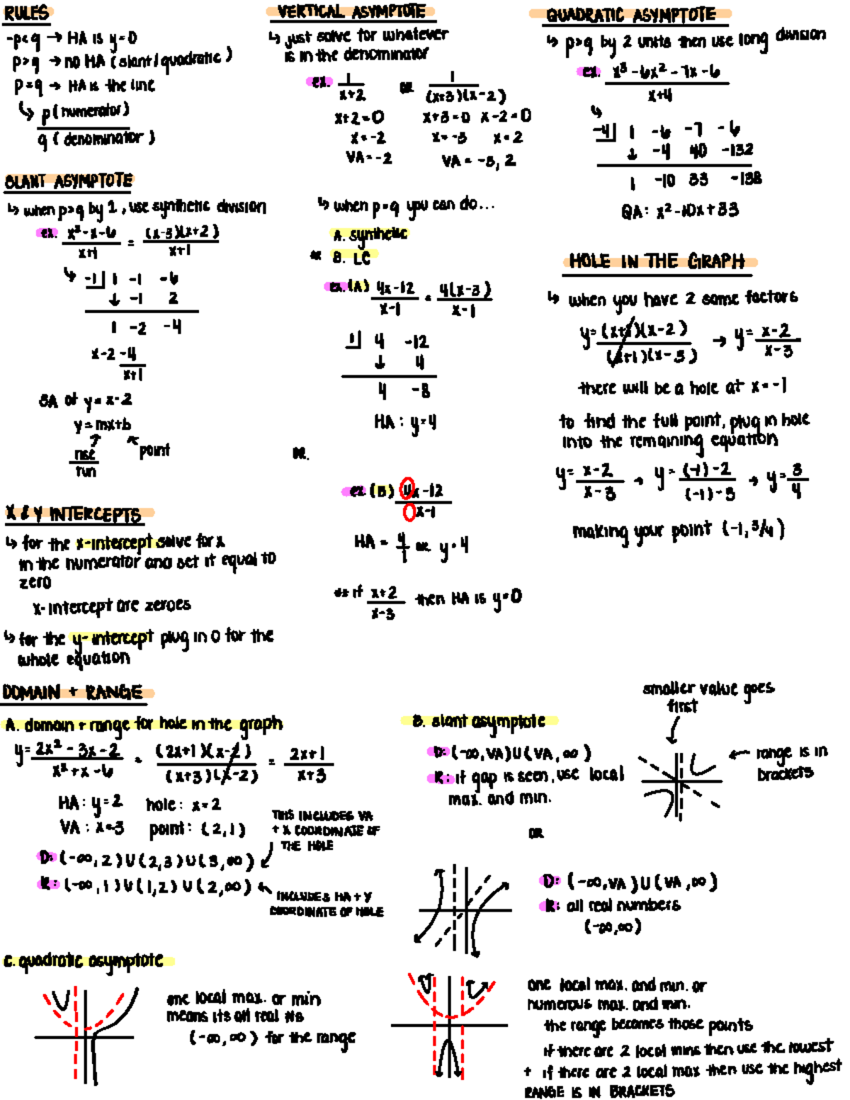Graphing Polynomials - RULES VERTICAL ASYMPTOTE QUADRATIC ASYMPTOTE - p ...