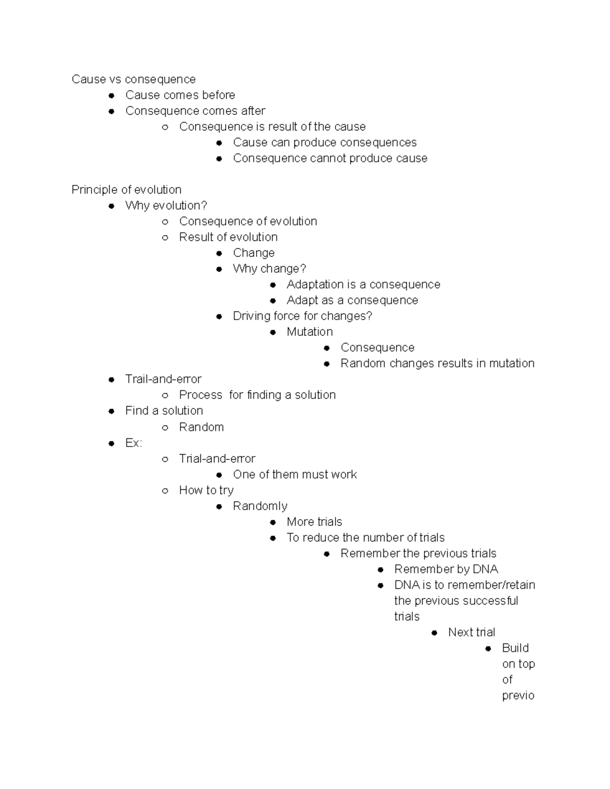 Biological principles - Cause vs consequence Cause comes before ...