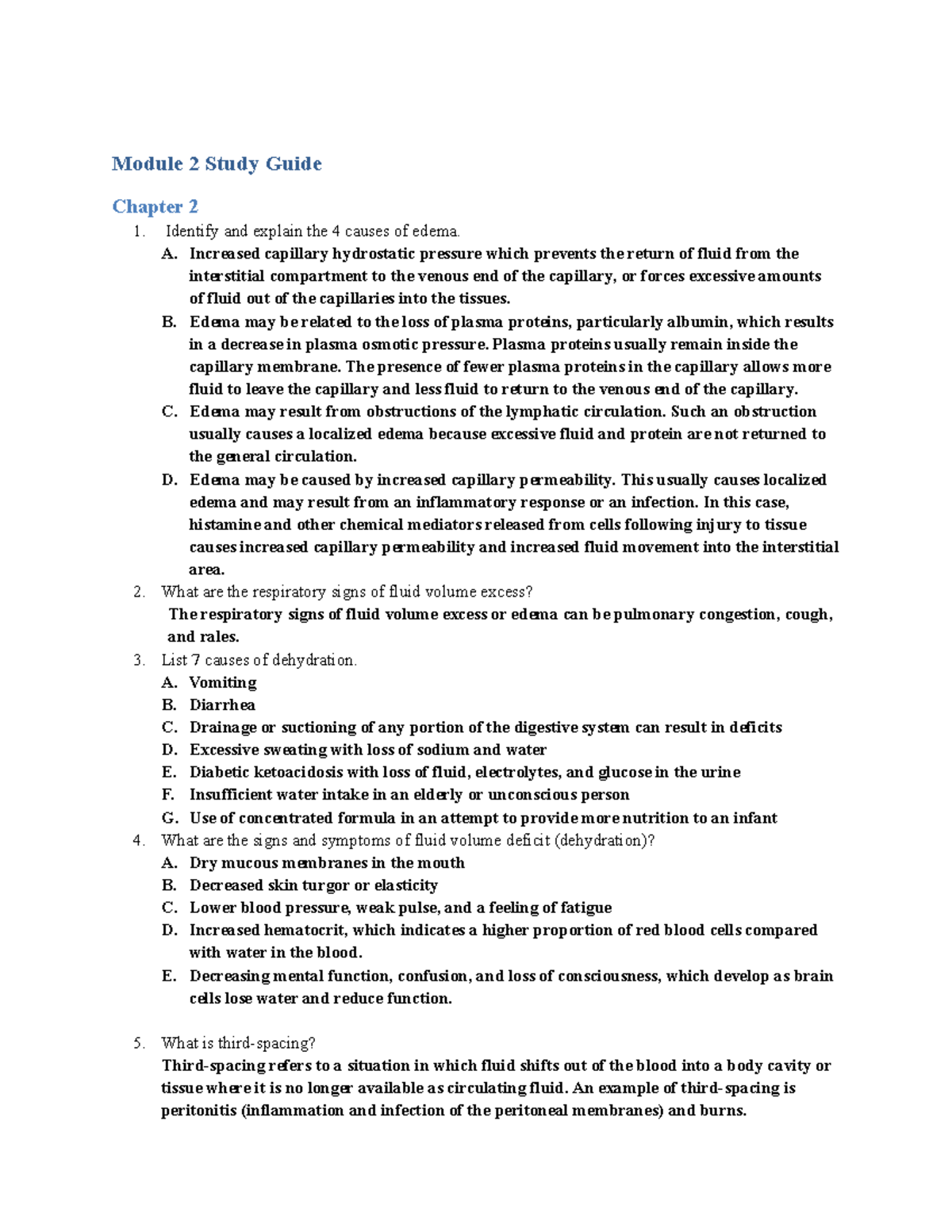 Intro to Human Pathophysiology Modules 2 - Module 2 Study Guide Chapter ...