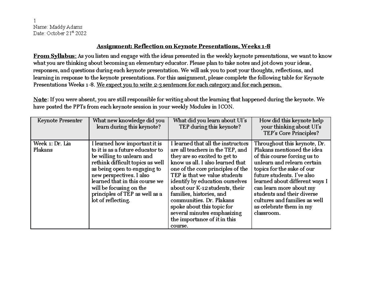 Keynote Project, Part 1 - Madelyn Adams - Name: Maddy Adams Date ...