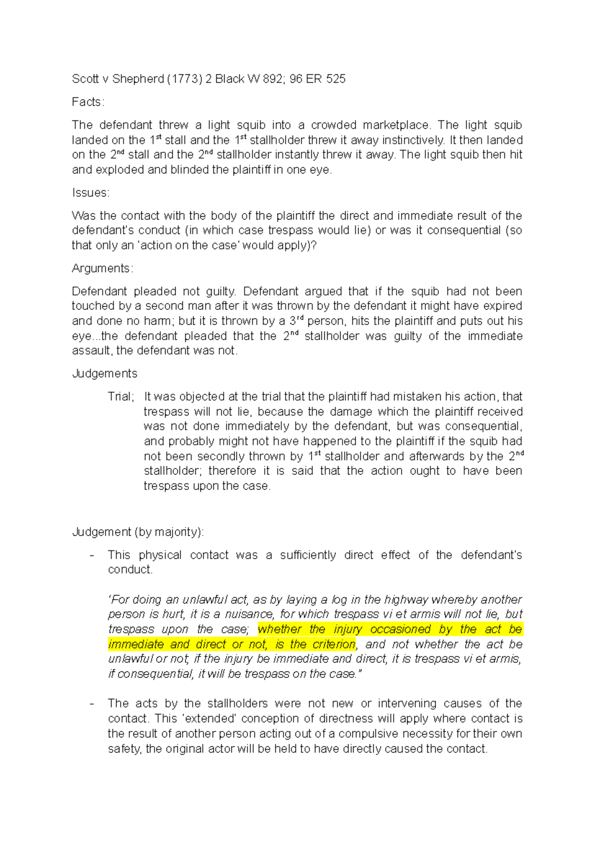 Scott v Shepherd (1773) 2 Black W 892; 96 ER 525 - Scott v Shepherd ...
