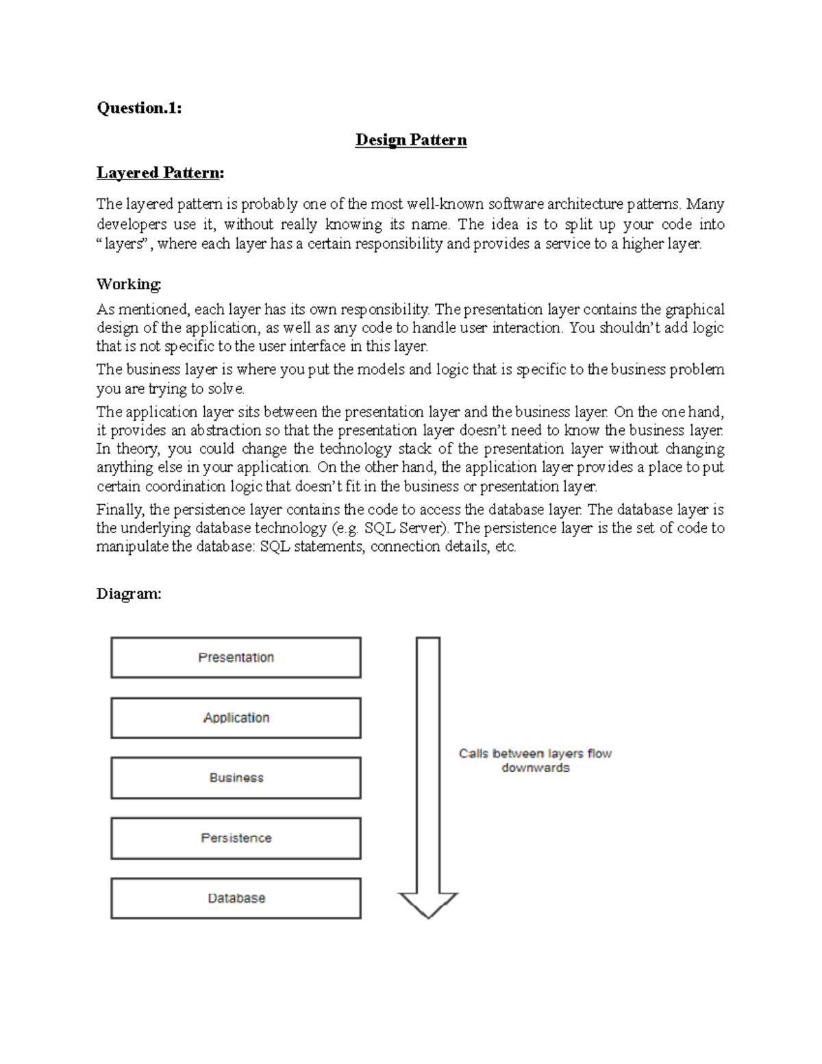 SDA Revised Assignment - Question: Design Pattern Layered Pattern: The ...