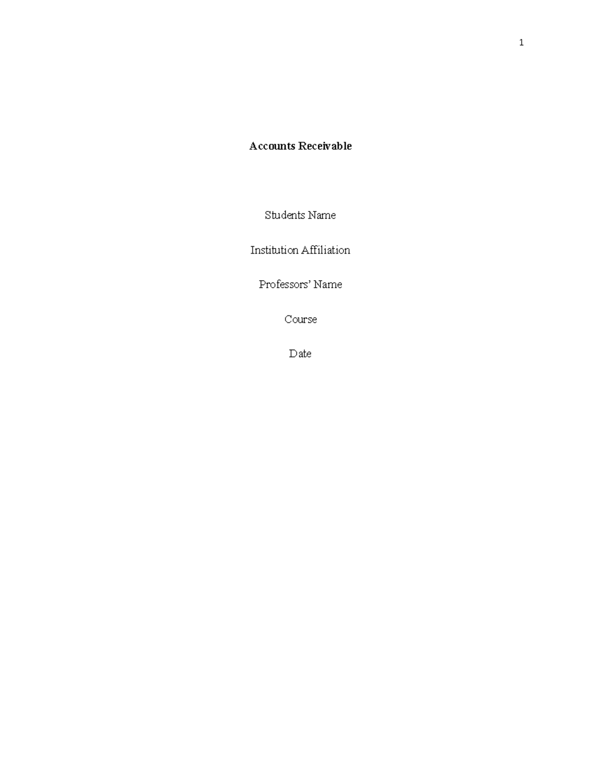 Accounts Receivable - detailed revision - 1 Accounts Receivable ...