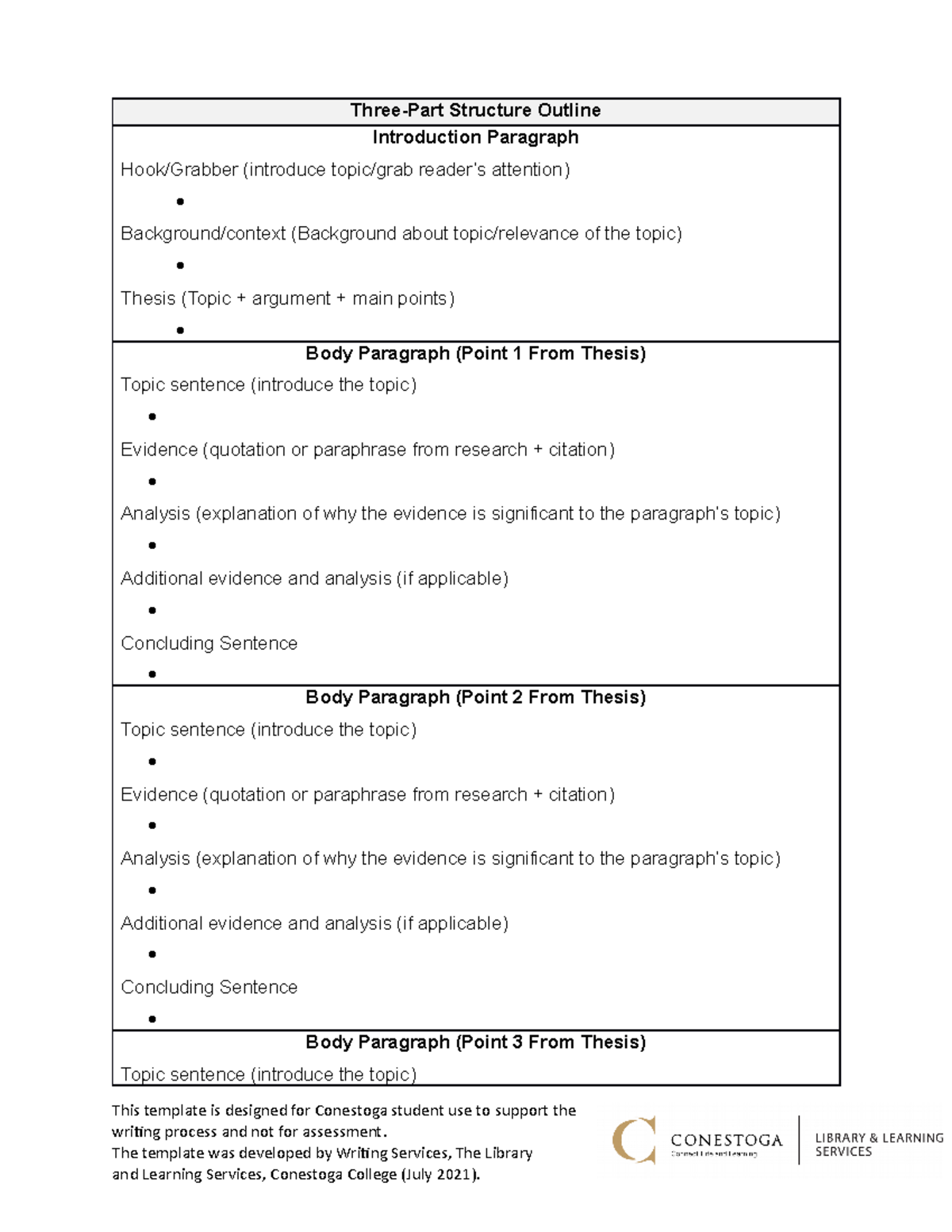 Week 11 Three part structure outline template - Three-Part Structure ...
