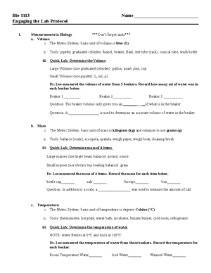 BIOL100 LAB3- THE CELL - BIOL100 ONLINE LAB Lab 3: The Cell ...