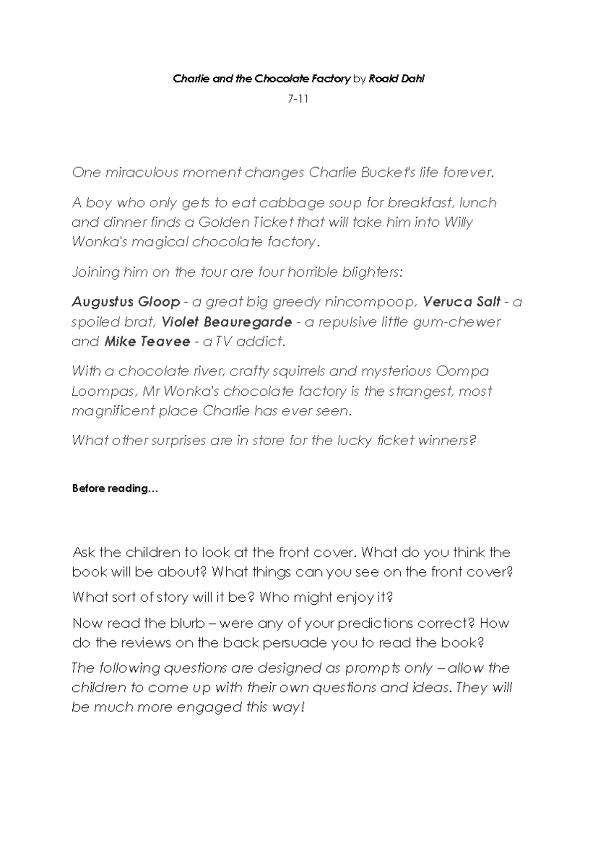 Charlie and The Chocolate Factory by Roald Dahl - Vipers discussion ...
