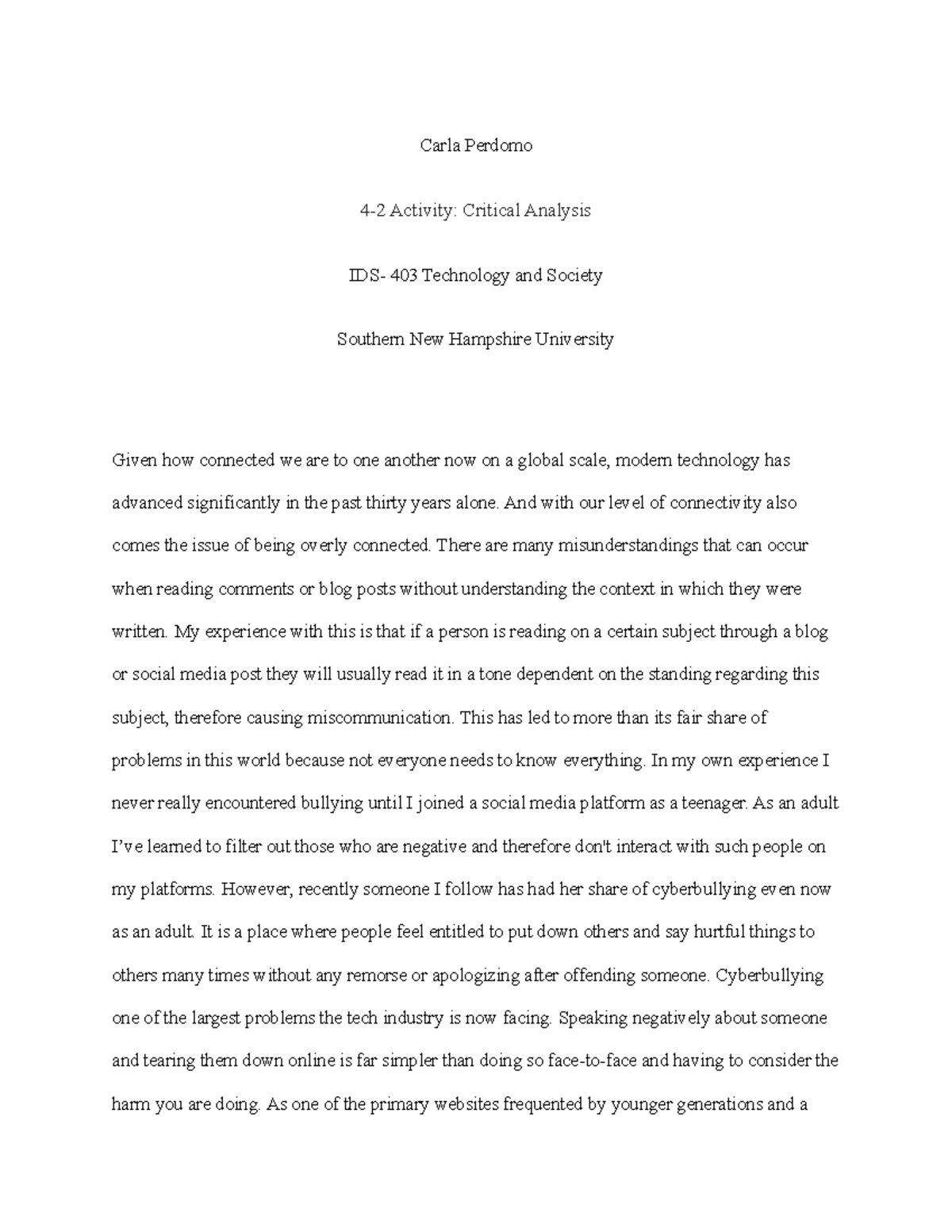 Technology and Society week 4 assignment - Carla Perdomo 4-2 Activity ...