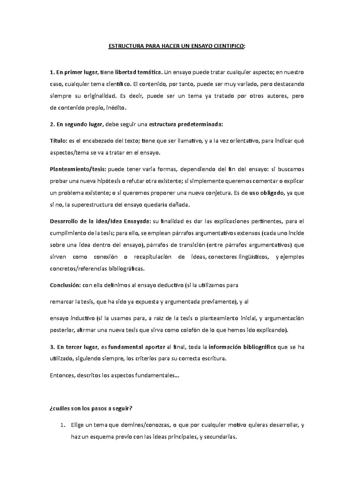 Estructura PARA Hacer UN Ensayo Cientifico - ESTRUCTURA PARA HACER UN ...