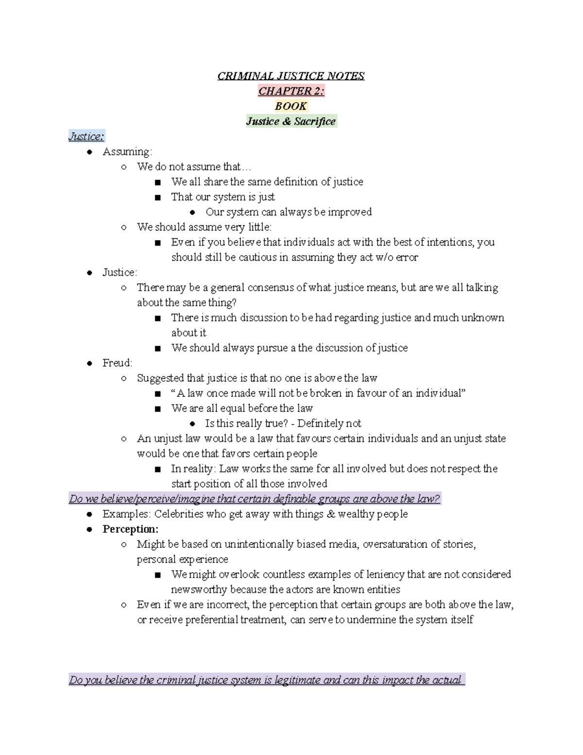 Criminal Justice 101 Notes - CRIMINAL JUSTICE NOTES CHAPTER 2: BOOK ...