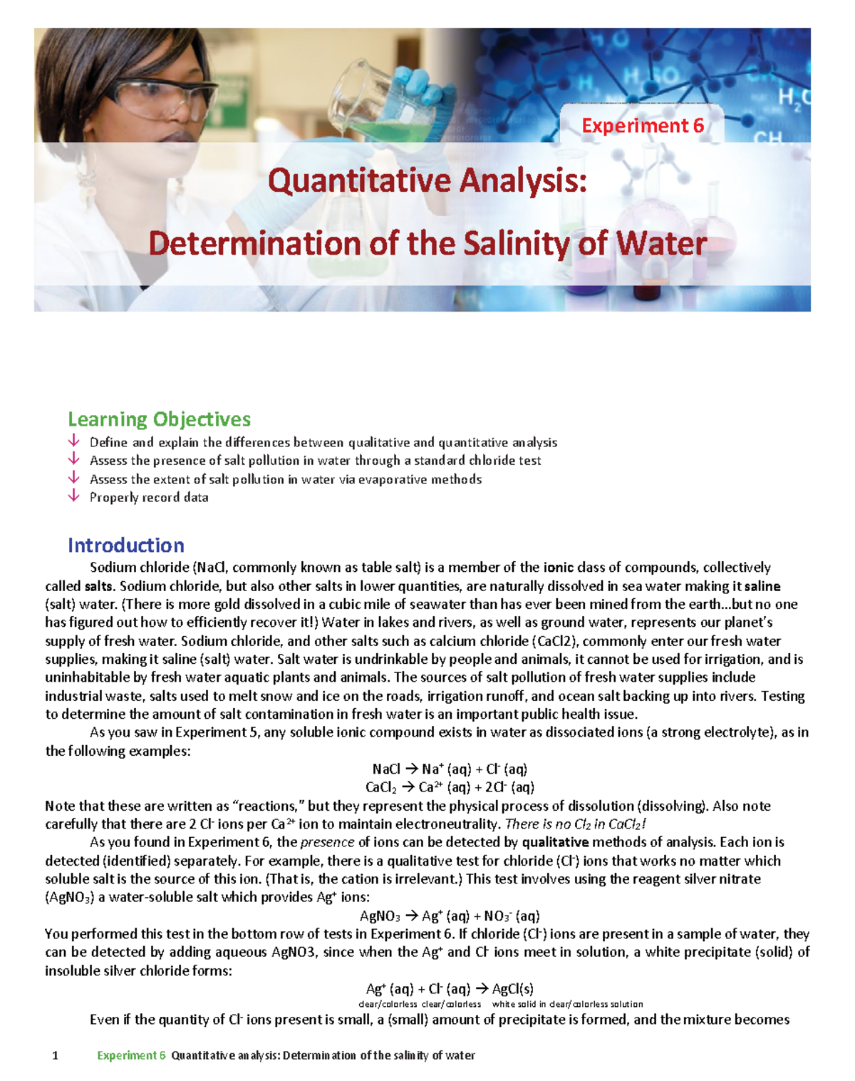 Lab%206%20 - Experiment 6 Quantitative Analysis: Determination of the ...