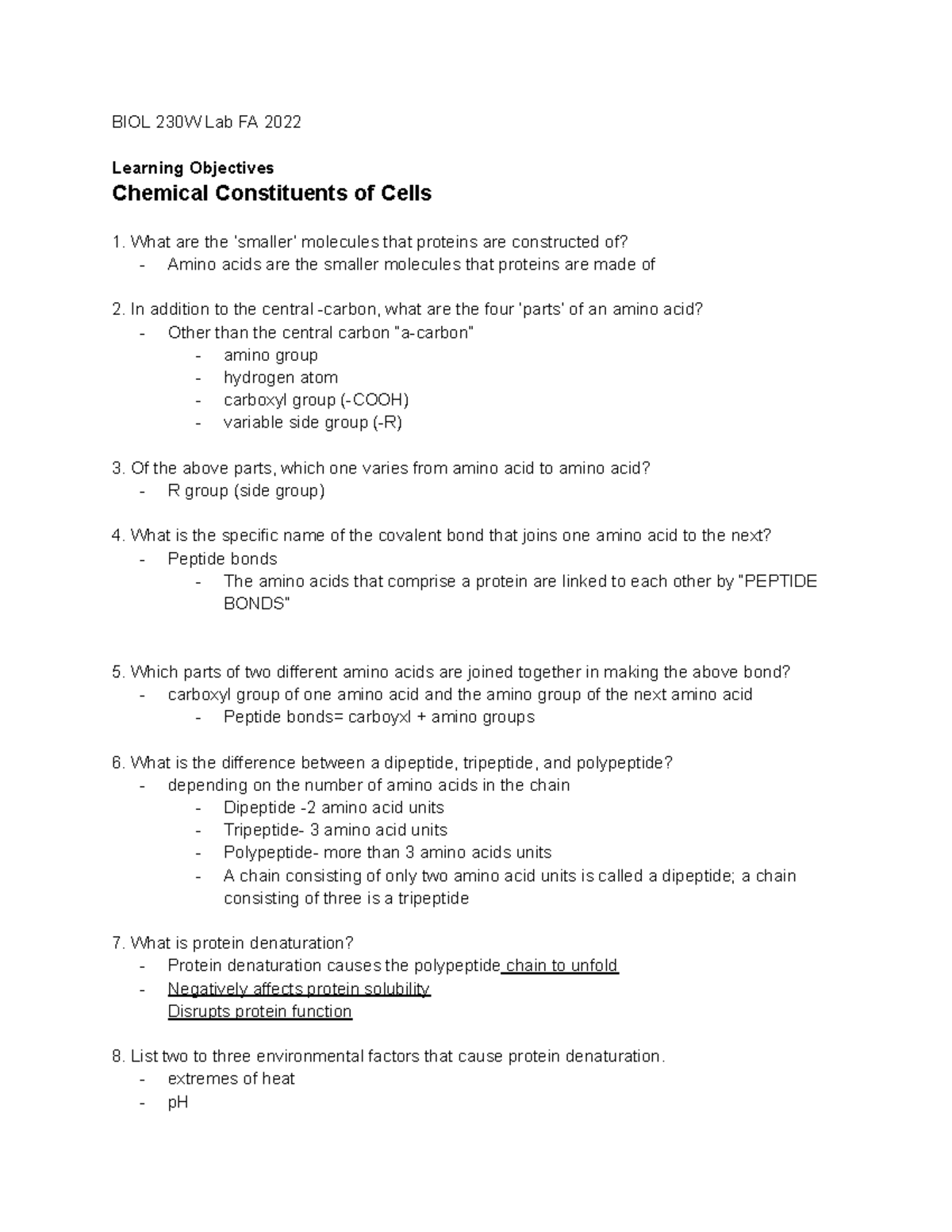 1Learning Objectives Chemical Constituents of Cells Learning Objectives - Google Docs - BIOL ...
