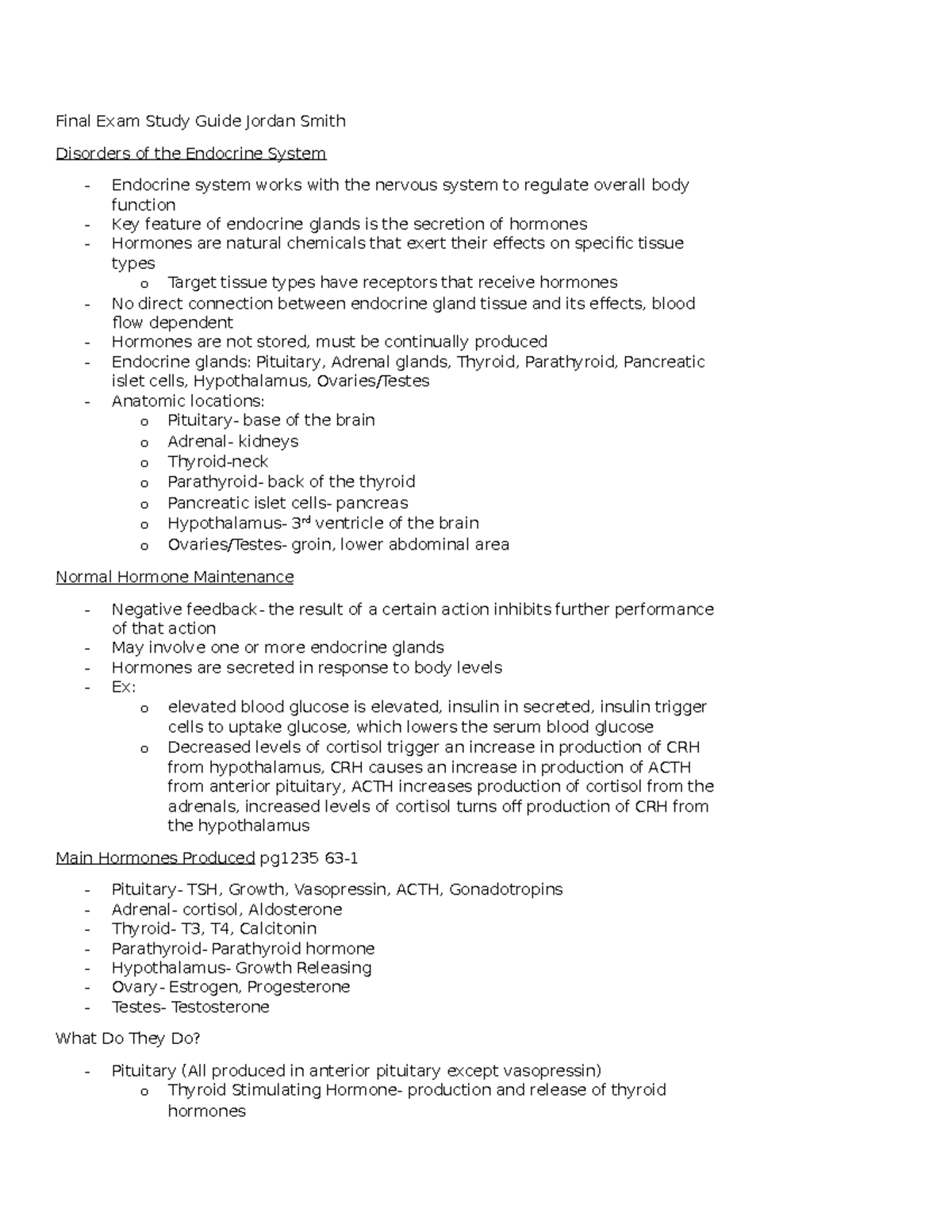 Final Exam Study Guide (Adult 2) - Final Exam Study Guide Jordan Smith ...