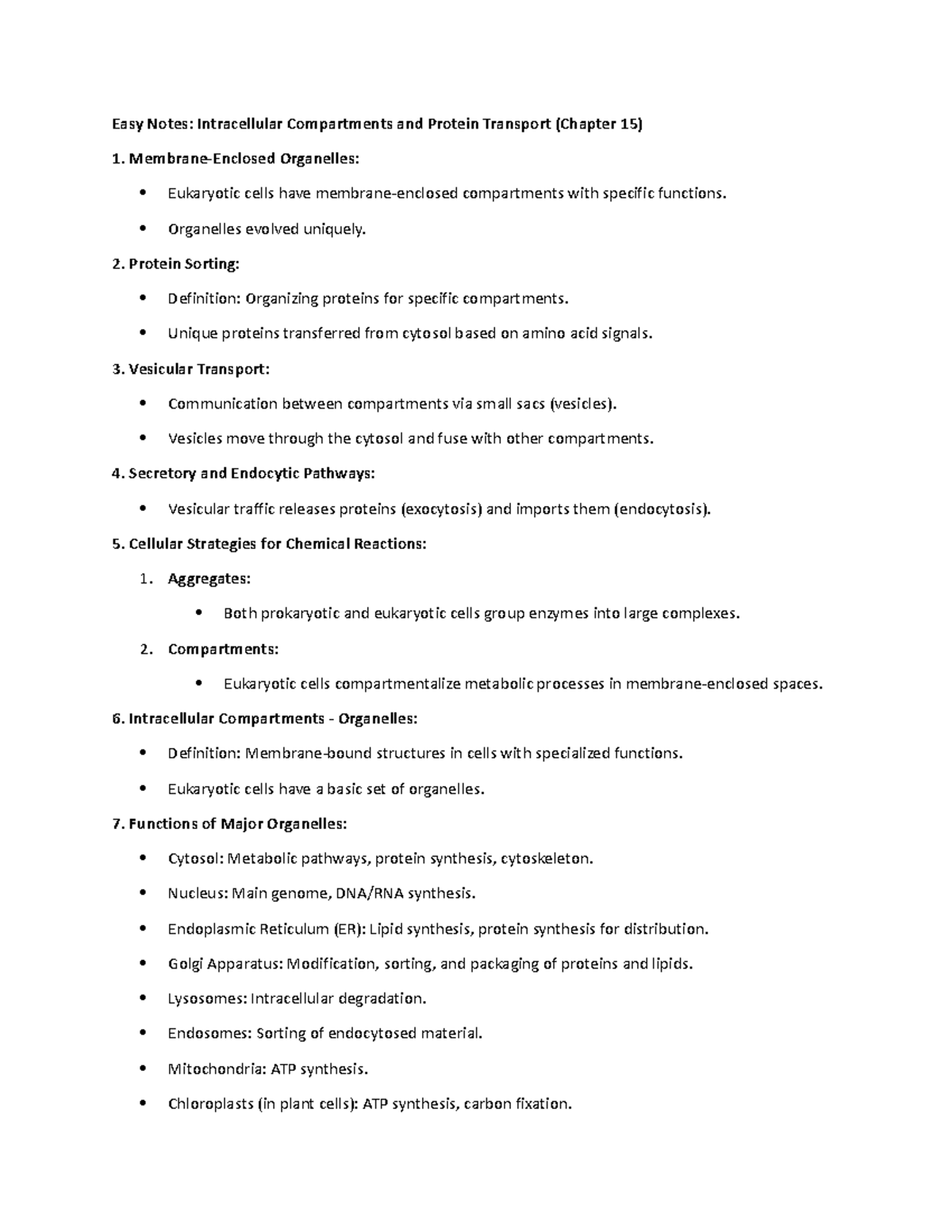 Cell bio chapter 15 and 16 easy notes - Easy Notes: Intracellular ...