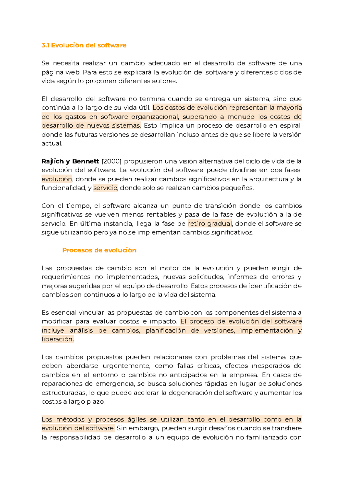 Resumen Ingenieria de Software - Modulo 3 y 4 - 3 Evolución del ...