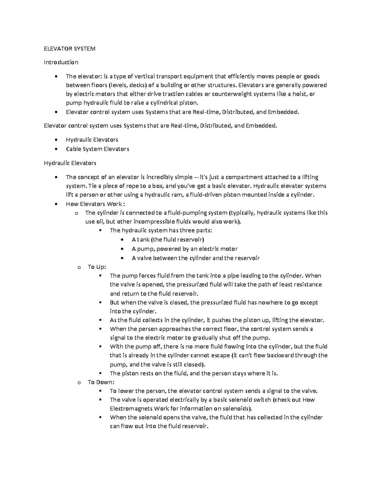 11. Elevator System - ELEVATOR SYSTEM Introduction The elevator: is a ...