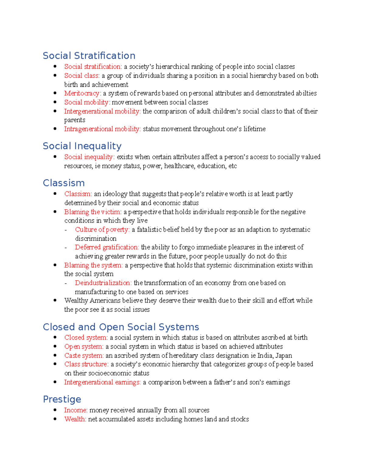 7 - Social Inequality - textbook reading - Social Stratification Social ...
