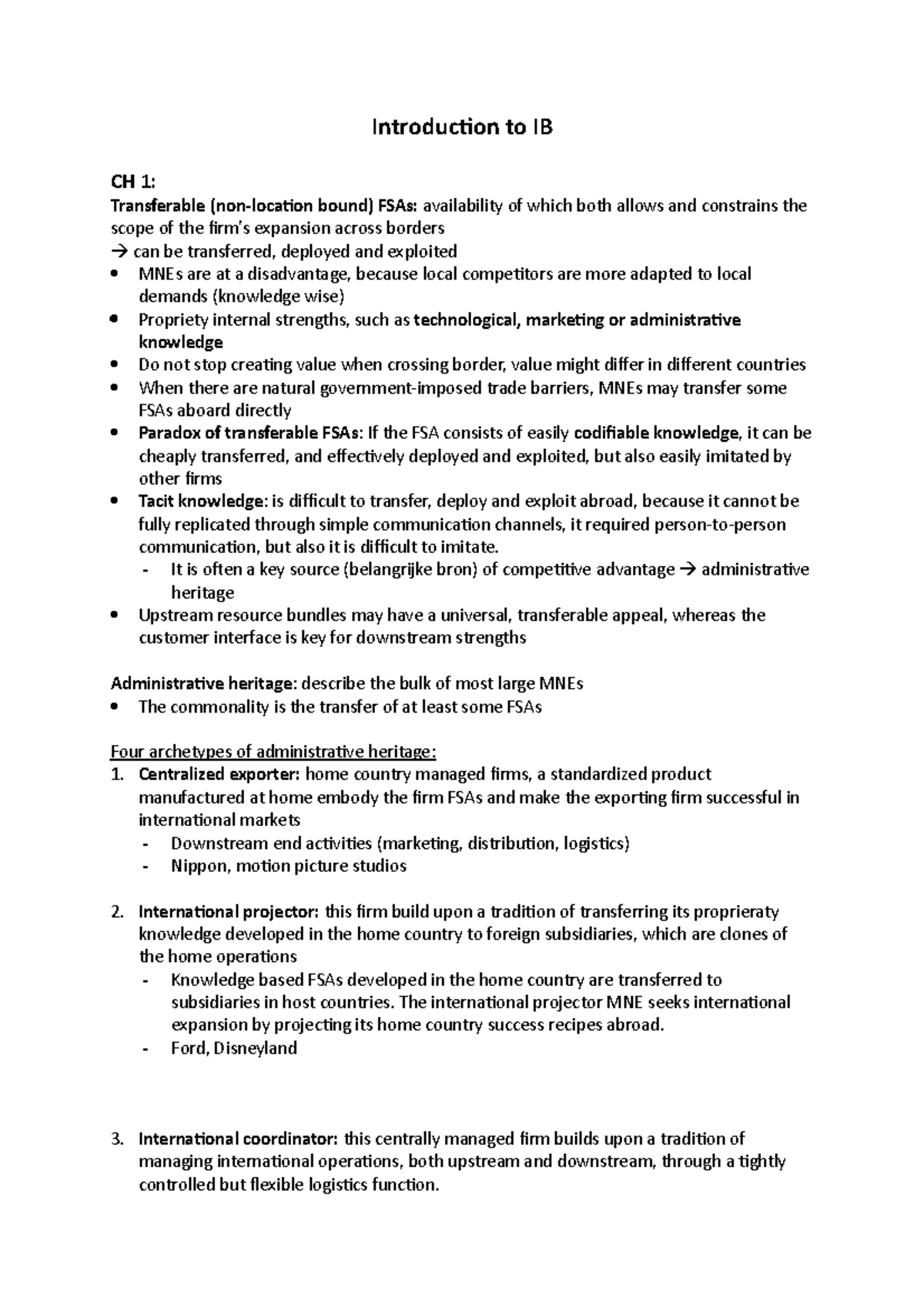 Introduction to IB midterm summary 2021 - Introduction to IB CH 1 ...