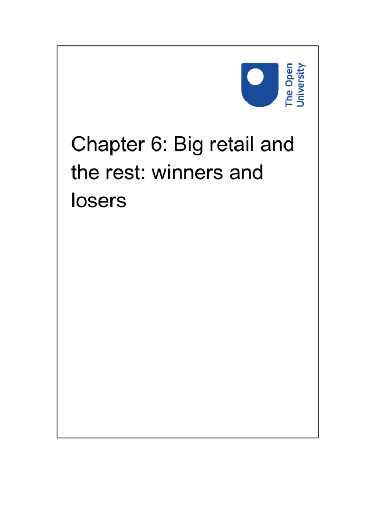 Chapter 6 big retail and the rest winners and losers - DD102 ...