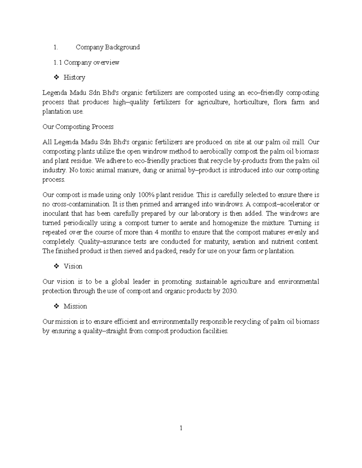 Business Plan - Company Background 1 Company overview History Legenda ...