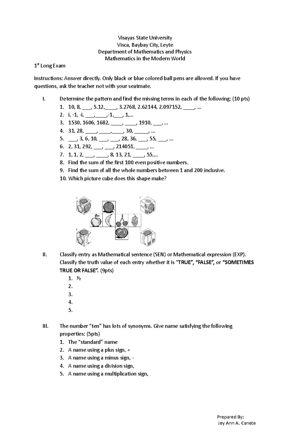 1st-long-exam-Mathematics-in-modern-world - Visayas State University ...