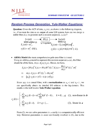 Handout on the ACF, ACS and PSD - On the ACF and PSD for Stationary ...