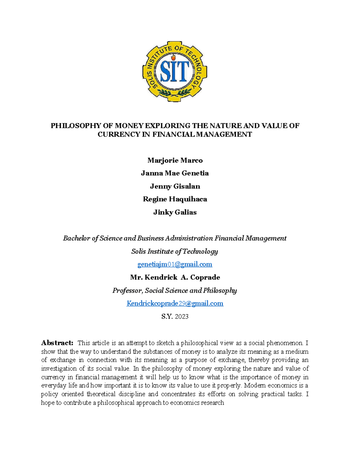 Philosophy OF Money Exploring THE Nature AND Value OF Currency IN ...