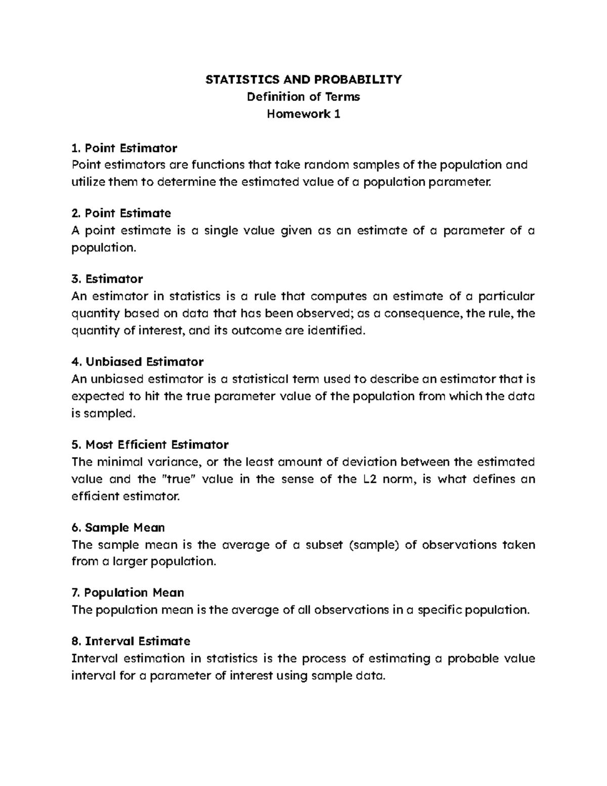 statistics_and_probability - STATISTICS AND PROBABILITY Definition of Terms Homework 1 Point ...