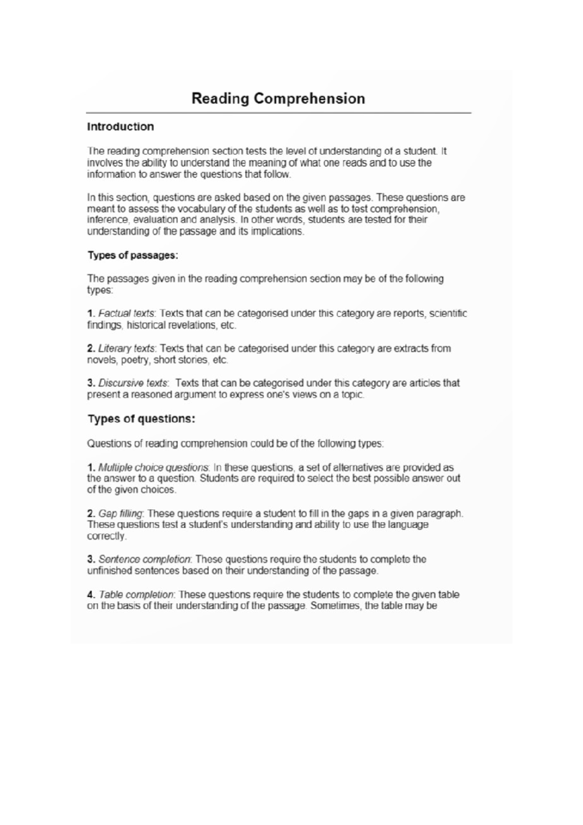 English comprehension - English Language - Studocu