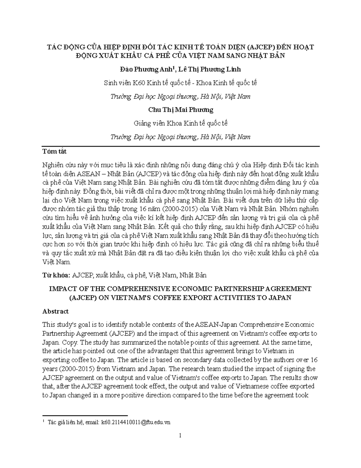 BCGK Toàn cầu hóa - TÁC ĐỘNG CỦA HIỆP ĐỊNH ĐỐI TÁC KINH TẾ TOÀN DIỆN ...
