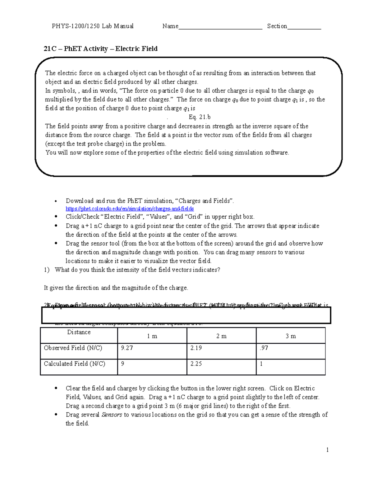 PHYS1200Spring 2021 Class 02 Electric Field - 21C – PhET Activity ...