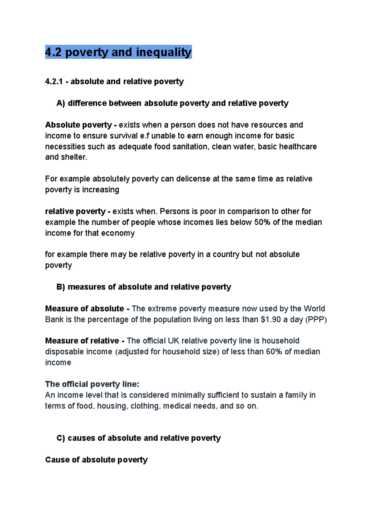 Poverty and inequality - 2 - absolute and relative poverty A ...