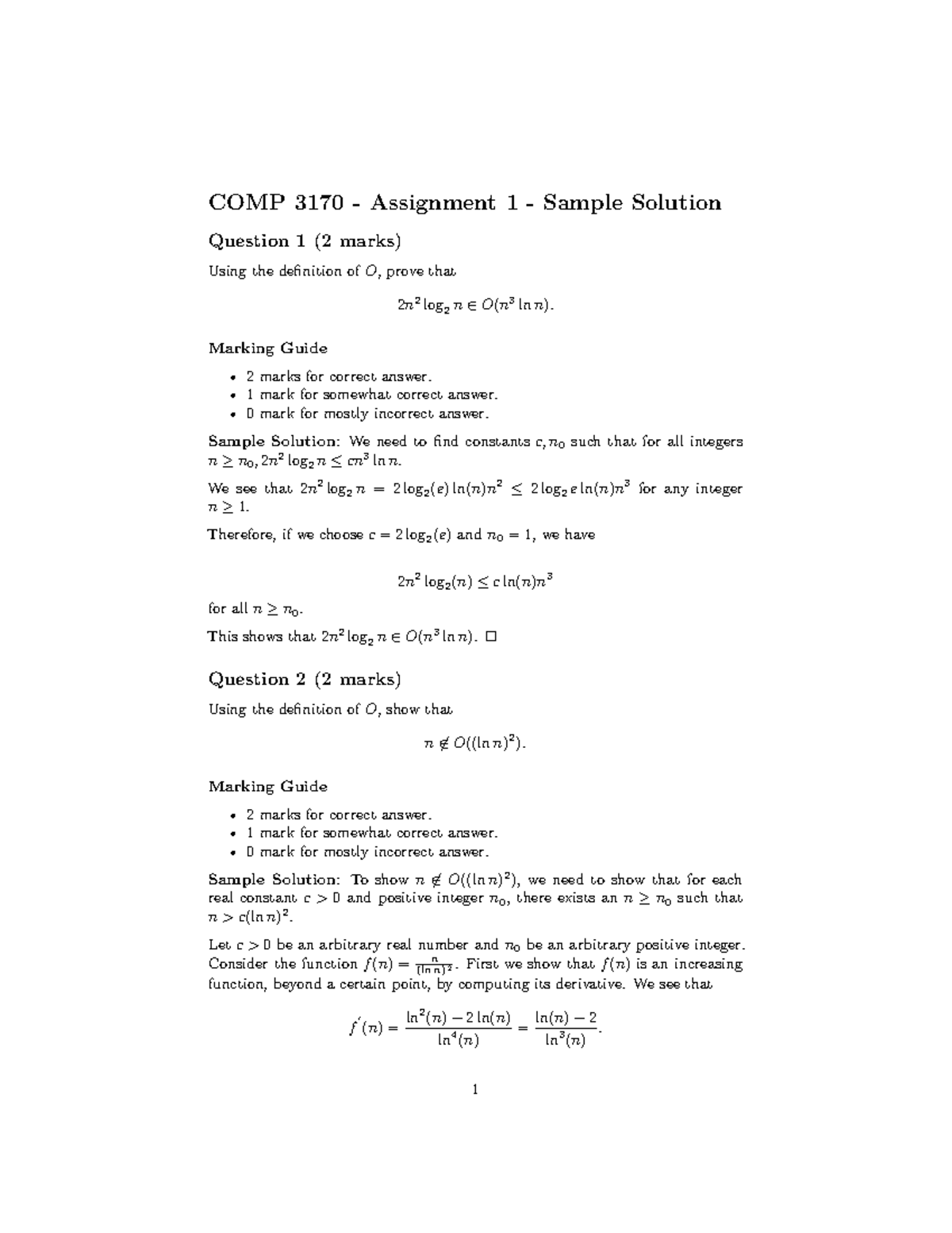 Summer 2020 Assignment 1 solution - COMP 3170 - Assignment 1 - Sample ...