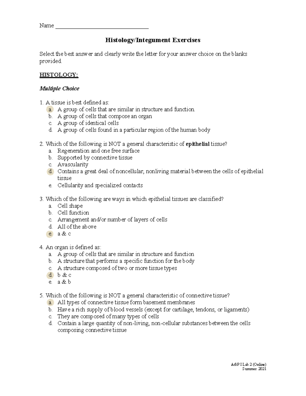 Lab 10 - Complete lab with lab assignments. - A&P I Lab 2 (Online ...