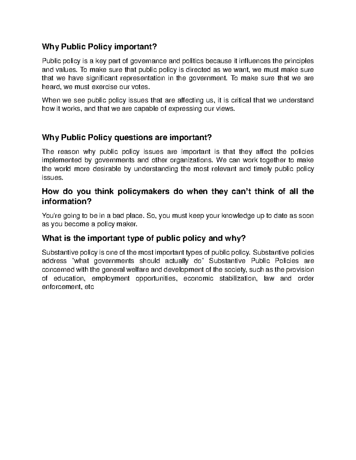 Public Policy importance - Why Public Policy important? Public policy ...