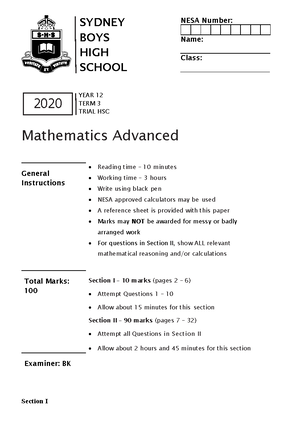 James Ruse 2013 Year 9 Maths Yearly & Solutions - Studocu