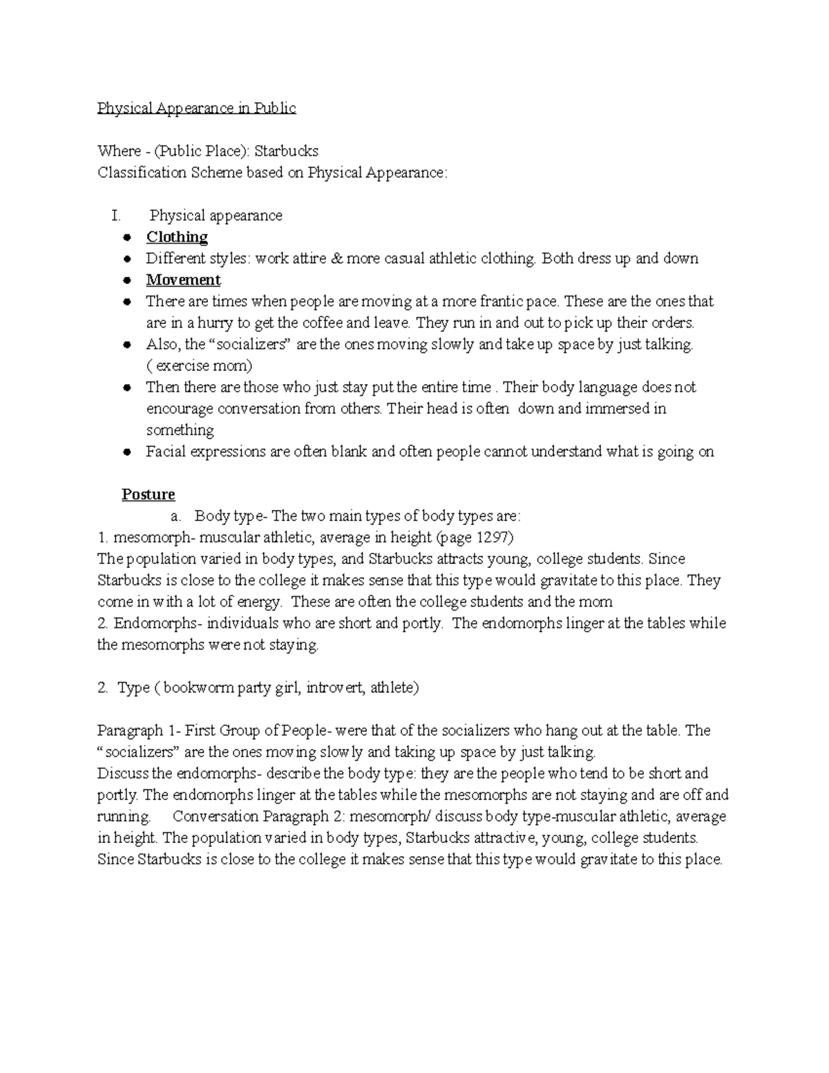 Spc 222-Andrea Harvey - notes about physical apperance - Physical ...