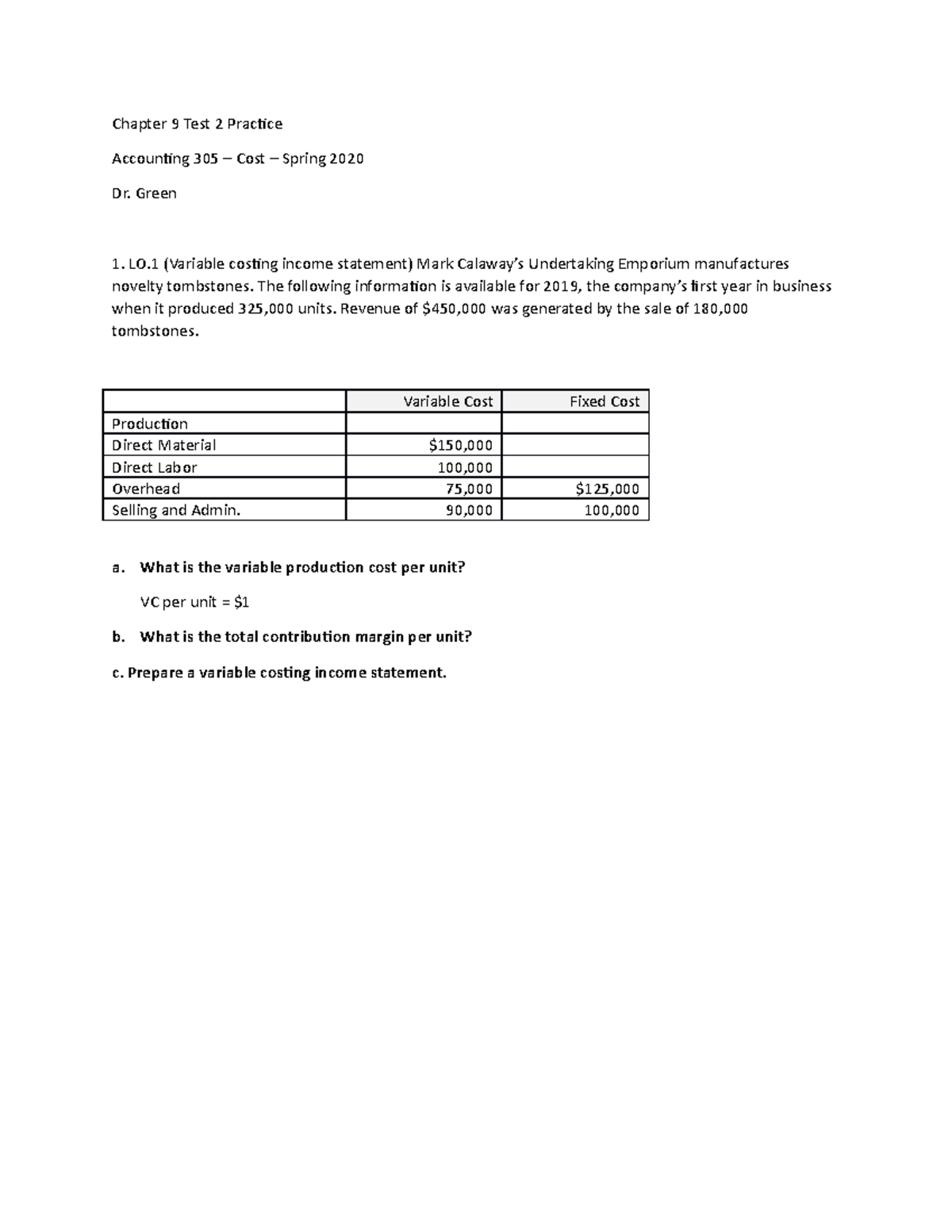 Ch. 9 Practice questions for the test - Chapter 9 Test 2 Practice ...