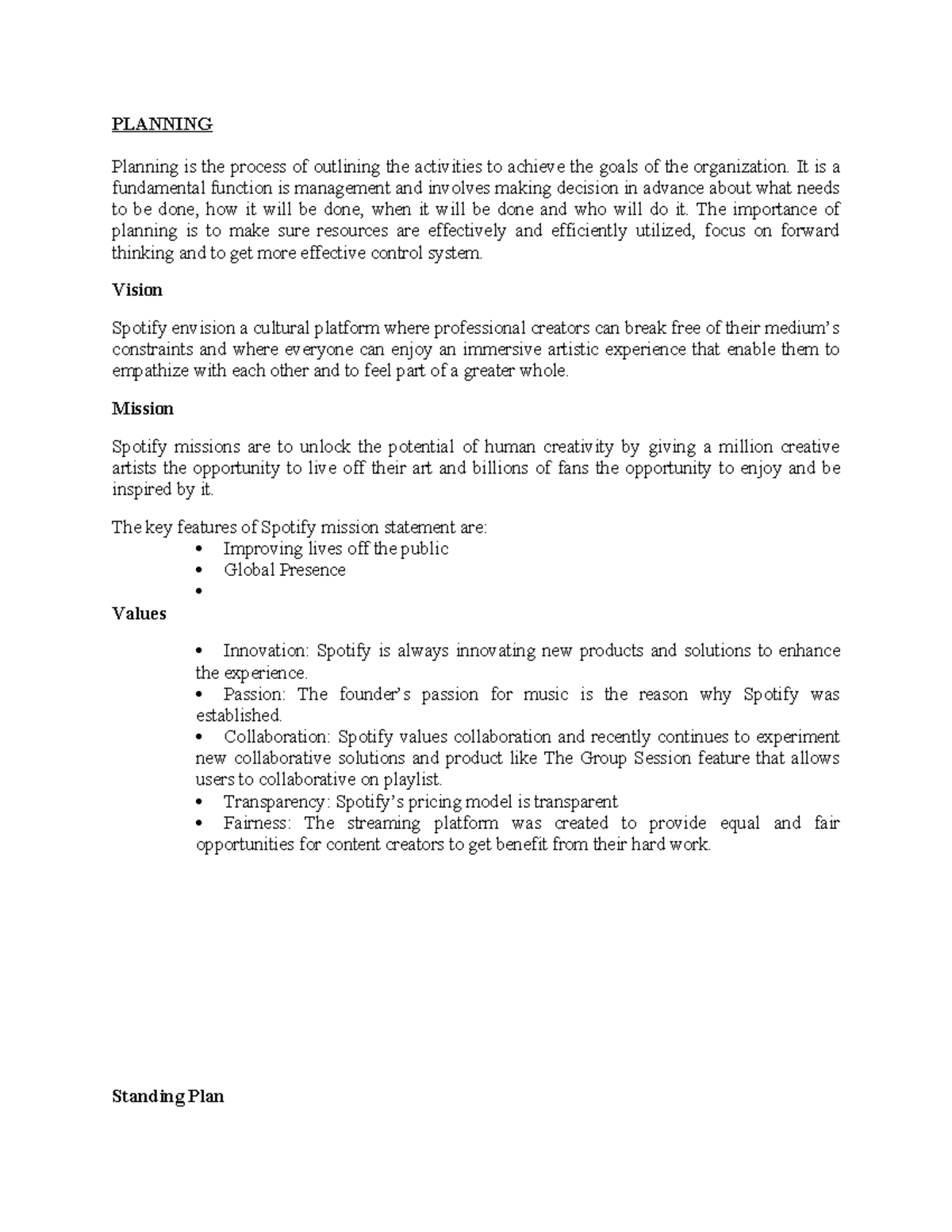 Planning - PLANNING Planning is the process of outlining the activities ...