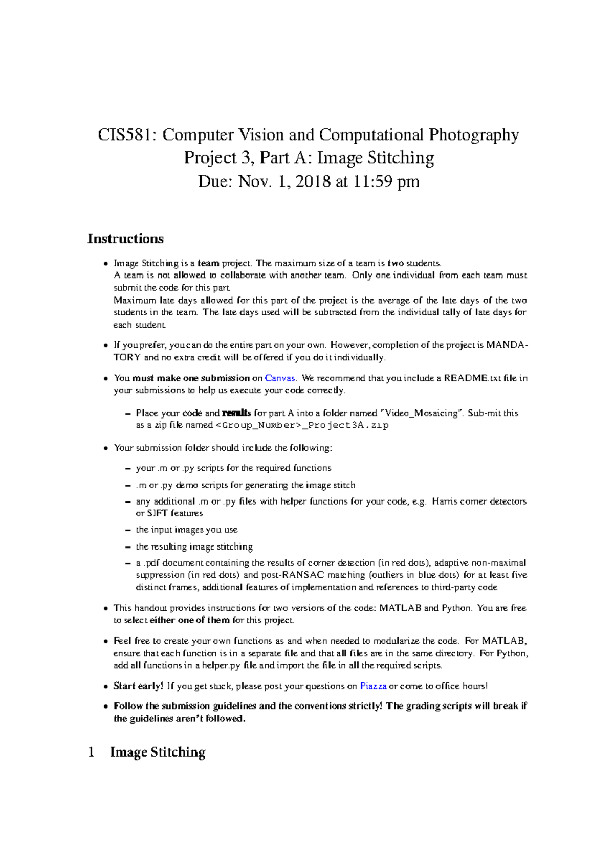 CIS581Project 3Part A - Project 3A - Image Stitching - CIS581: Computer ...