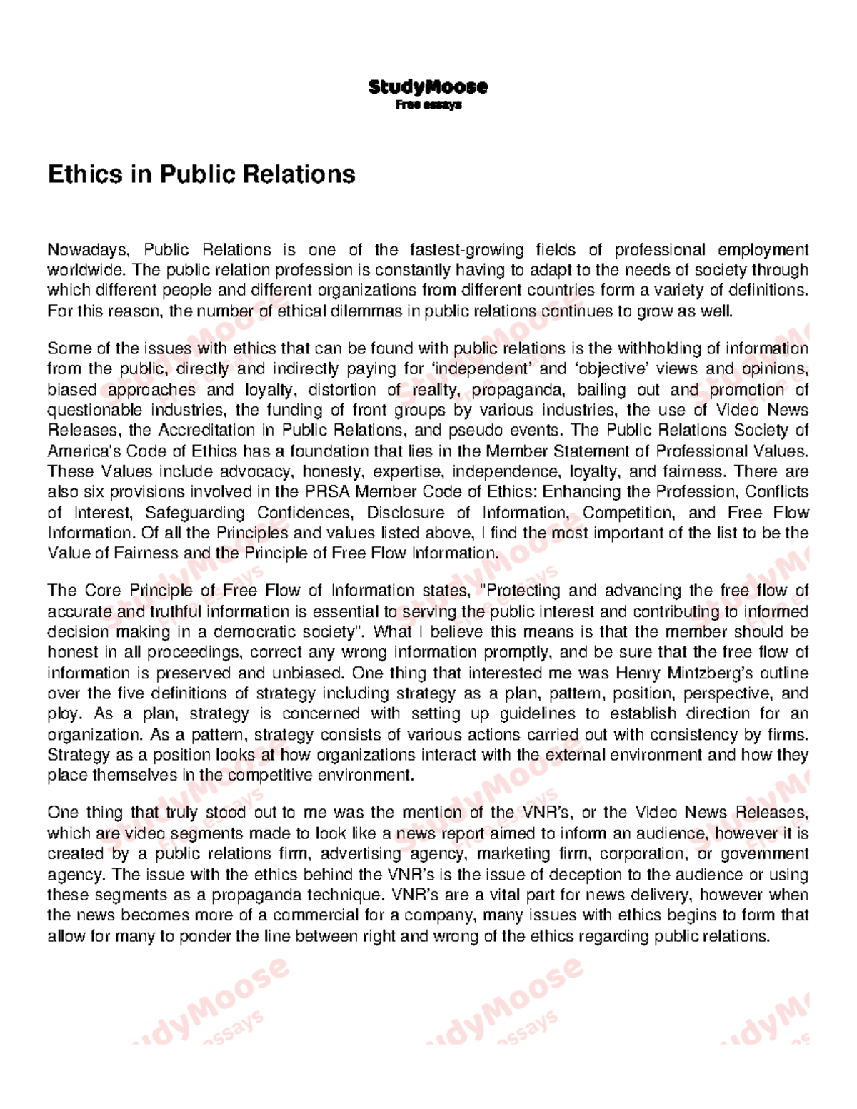 Ethics in Public Relations - Ethics in Public Relations Nowadays ...