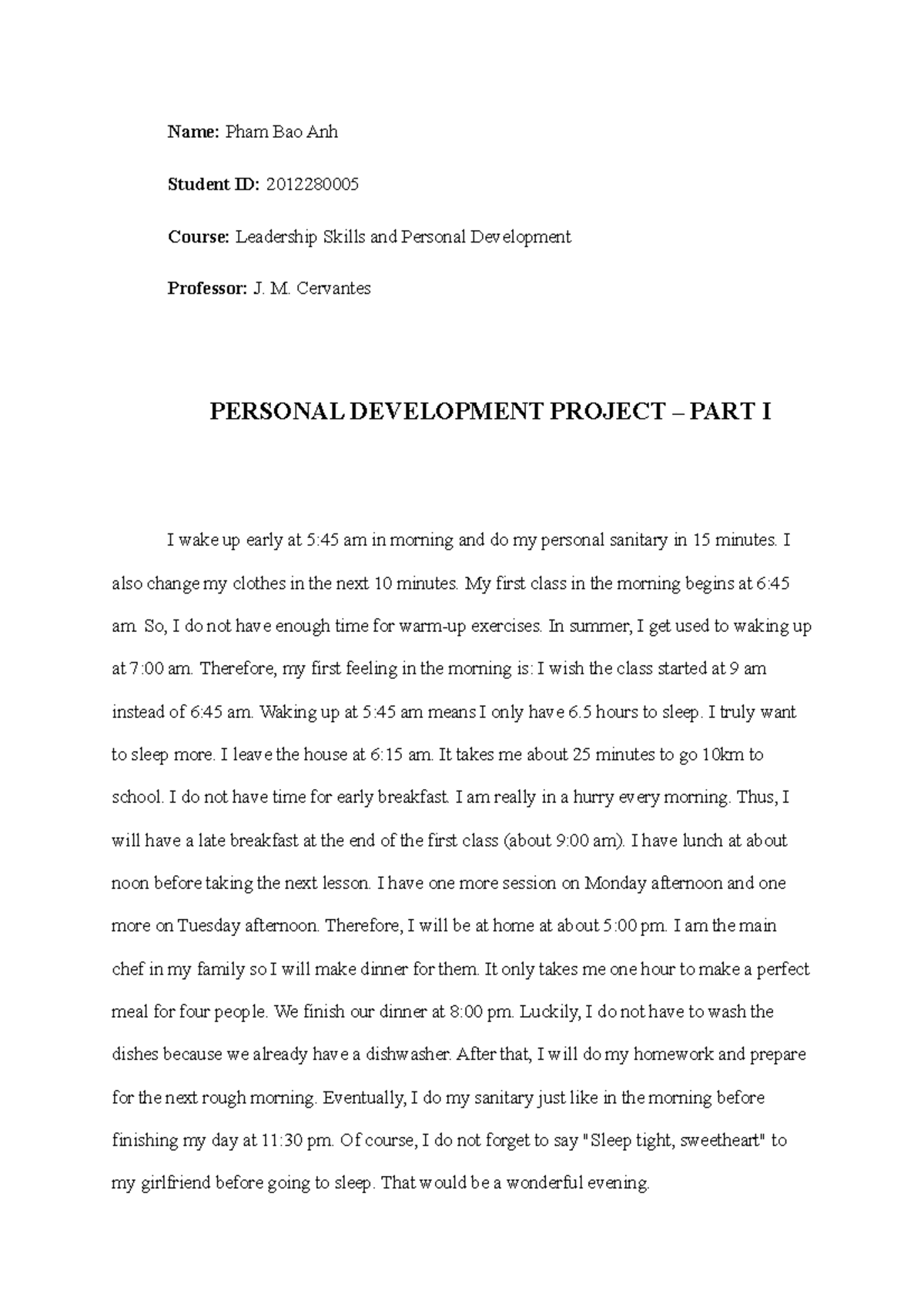 First of all - Personal development paper - Name: Pham Bao Anh Student ...